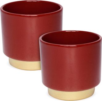 Matches 21 Blument&ouml;pfe 2er Set aus Keramik in &Oslash; 13 x 12 cm Dunkelrot - Edle &Uuml;bert&ouml;pfe mit goldenem Fu&szlig;