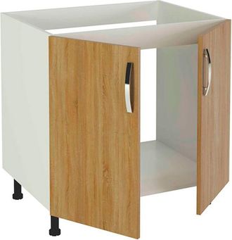 PEGANE Meuble bas de cuisine pour evier 2 portes coloris ch&ecirc;ne cortez - Hauteur 85 x Longueur 80 x profondeur 58 cm Pegane