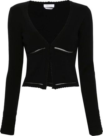Blumarine Femme, Pulls, Noir, Taille: 42 FR Open Knit Cropped Cardigan