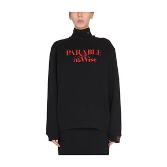 Raf Simons Femme, Sweatshirts et sweats &agrave; capuche, Noir, Taille: 40 FR Crowling Front Print R
