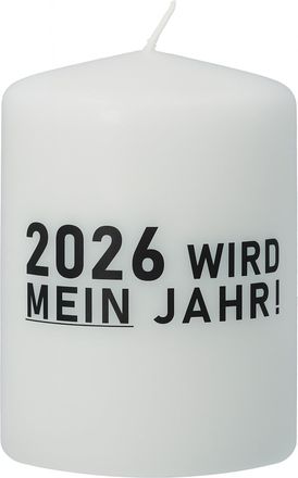 Goodtimes Stumpenkerze Weiß, Text 2026 WIRD MEIN JAHR