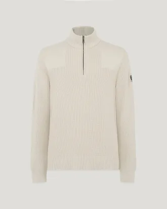 Belstaff Pull Quart De Zip Commander Pour Homme Coton Bio Bouleau Argent&eacute; 2xl