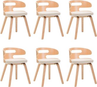 vidaXL Sedie Da Pranzo 6 Pz Crema In Legno Piegato E Similpelle Vidaxl