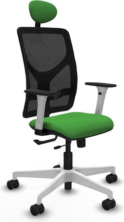 Piqueras y Crespo B&uuml;rostuhl mit hoher R&uuml;ckenlehne, mit wei&szlig;en und schwarzen Armlehnen, h&ouml;henverstellbare Lendenwirbelst&uuml;tze und festes Kopfteil, ausgestattet mit Syncro