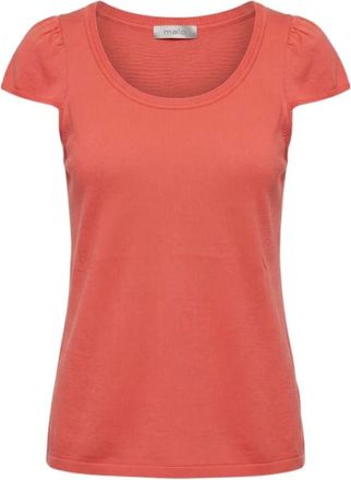 Malo T-shirt en maille &agrave; manches bouffantes - Femme - Tops - Rouge - Taille: 38 FR