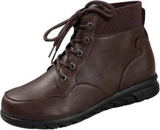 Generic Bottines &agrave; lacets pour femme &agrave; talon compens&eacute; bas - Style d&eacute;contract&eacute; - Col en tricot &eacute;l&eacute;gant - Bout rond - Couleur unie - Confortables - Classiques, 