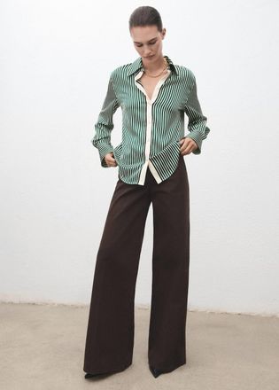 Mango Kombiniertes Streifenhemd gr&uuml;n - Damen - S - MANGO