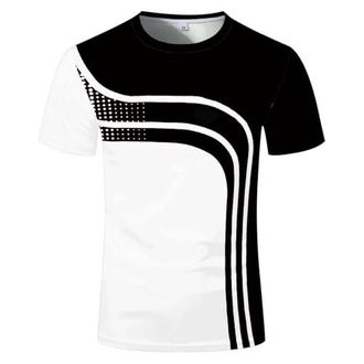 Generic T-shirt pour homme avec motif blocs de couleur, col rond, manches courtes, haut d&eacute;contract&eacute;, Blanc., 3XL