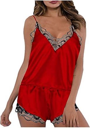 Generic Noeuds Lingerie Femmes Camisole Sous-v&ecirc;tements Ensemble Charmant Chemise de Nuit Yoga Ensemble Femmes, rouge, XXL