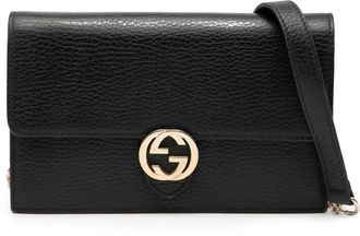 Gucci Hobo Bags - Leather Interlocking G Dollar Wallet on Chain - Gr. unisize - in Schwarz - f&uuml;r Damen