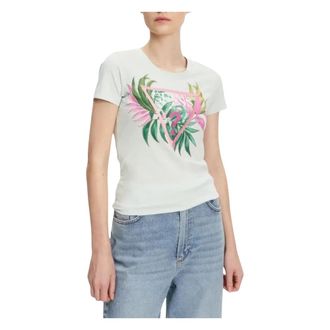 Guess Leaf Triangle Tee Gr&uuml;nes Rundhals-T-Shirt - - Tops - Damen - Gr&uuml;n - L