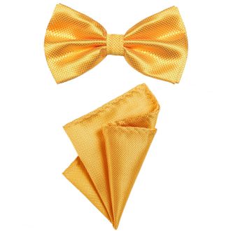 DonDon 2er Set Herren Fliege und Einstecktuch farblich passend gebunden und gr&ouml;&szlig;enverstellbar gelb