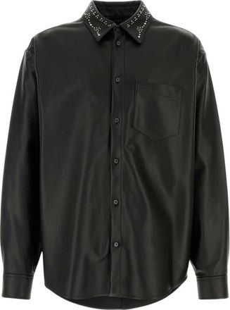 Marni Lederhemd - - Shirts - Herren - Schwarzk - L