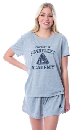 Intimo Star Trek Star Fleet Academy Womens Pajama Short Set 2 piece sleeper PJ Grey