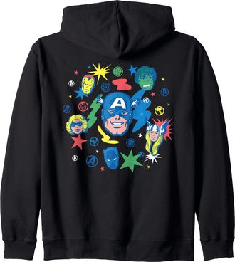 MARVEL Super Heroes Avengers Captain America Big Face Retro Kapuzenjacke