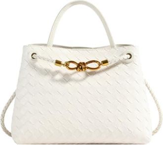 Generic Sacs &agrave; main en cuir souple pour femme, sacs &agrave; bandouli&egrave;re &agrave; la mode, sacs &agrave; bandouli&egrave;re tiss&eacute;s avec poign&eacute;e sup&eacute;rieure, blanc, 1