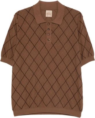 Rakk&igrave; Homme, Tops, Brun, Taille: XL Polo en maille textur&eacute;e
