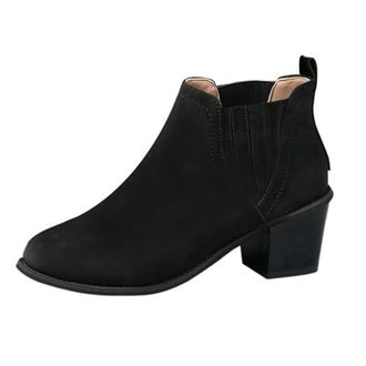 Generic Bottines courtes pour femme Printemps et Automne Hiver Grande taille Talon &eacute;pais pointu Couleur unie Talon tendance polyvalent Bottines courtes pour l