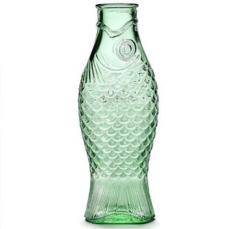 Serax Carafe en verre pour leau | Collection Fish & Fish par Paola Navone | Carafe 850 ml | Bouteille conteneur transparent vert pour boissons