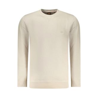 HUGO BOSS Baumwoll-Sweatshirt mit gerippten B&uuml;ndchen und Saum - - Sweatshirts & Hoodies - Herren - Beige - M