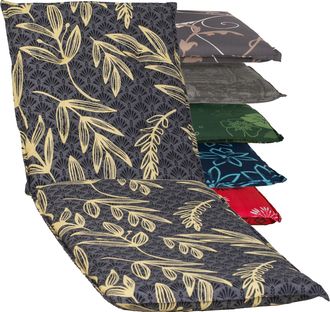 Beo Auflage Gartenliege UV-best&auml;ndig Barcelona | Made in EU nach &Ouml;ko-Tex Standard | Atmungsaktive Sonnenliege Auflage in Grau mit goldenen Bl&auml;ttern