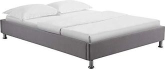 IDIMEX Lit futon Double pour Adulte Nizza Couchage 140 x 190 cm 2 Places / 2 Personnes, avec sommier et Pieds en métal chromé, revêtement en Tissu Gris