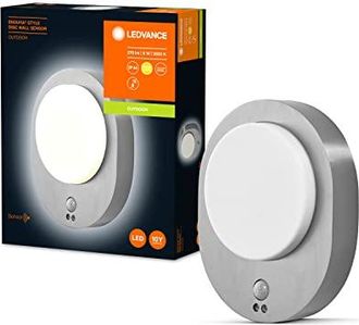 Ledvance ENDURA STYLE DISC SENSOR ST 24cm - moderne Außenleuchte mit Bewegungsmelder und Tageslichtsensor, Edelstahl-Gehäuse, ovale LED Wandleuchte, 8 W, 3000 