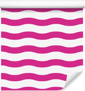 OEM Carta Da Parati A Righe Bianche E Viola, Sfondo Rosa Cipria 50x1000 Cm
