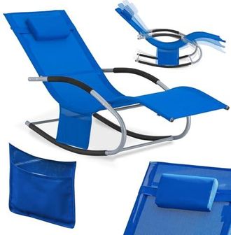 SoBuy Chaise Longue Transat Pliable Jardin Fer - Bain de Soleil Ergonomique &agrave; Bascule Relax - Fauteuil Ext&eacute;rieur Confortable Plage pour Terrasse Balcon Camp