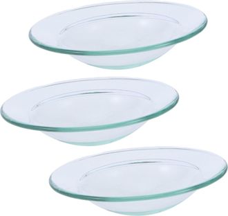 Valiclud 3 Stück Teiliges Runde Transparente Glasschalen Ersatz ölwärmer Schale für Wachswärmer Aromalampe Hitzebeständig Leicht zu Reinigen Vielseitig für Duf