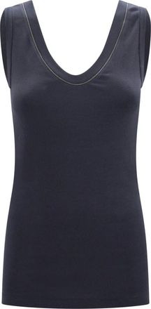 Brunello Cucinelli Femme, Tops, Bleu, Taille: 40 FR D&eacute;bardeur c&ocirc;tel&eacute;