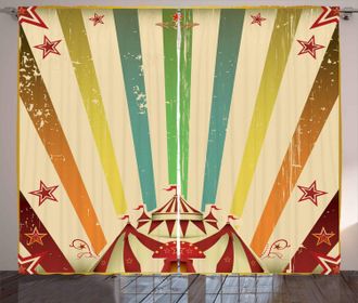 Abakuhaus Jahrgang Rainbow Rustikaler Gardine, Alter Zirkus, Schlafzimmer Kr&auml;uselband Vorhang mit Schlaufen und Haken, 280 x 175 cm, Eierschalenfarben