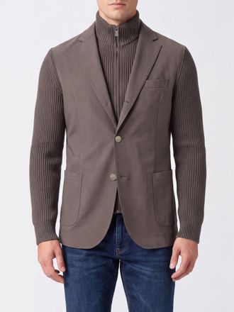 Eleventy Blazer droit en tricot de laine &agrave; revers crant&eacute;s