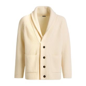 Kiton Cardigan Col Ch&acirc;le Laine Cachemire - Homme - Pulls - Beige - Taille: L