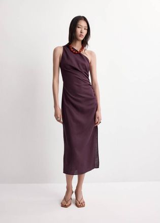 Mango Asymmetrisches Kleid mit Seitenschlitz bordeaux - Damen - XS - MANGO
