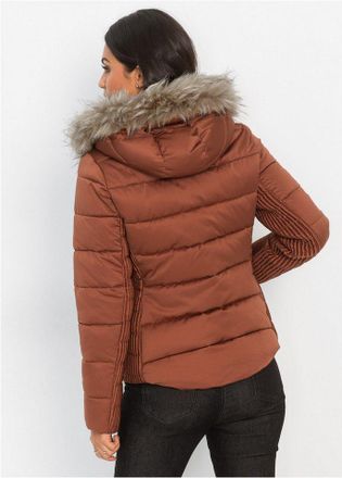 Bonprix Steppjacke abnehmbares Fellimitat, mit seitlichem Smoke-Einsatz, gerade Passform