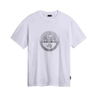 Napapijri Kurz&auml;rmeliges Baumwoll-T-Shirt mit Rundhalsausschnitt - - Tops - Herren - Wei&szlig; - 2XL