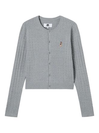 Chocoolate cardigan en maille torsadée à logo brodé - Gris