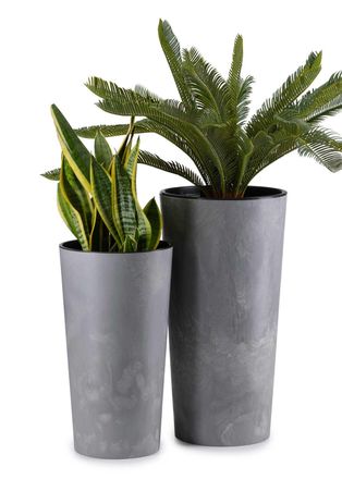 HowHomely 2X Blumentopf Gross mit Pflanzkübel Einsatz | Hellbeton-Optik Pflanzkübel Groß für Deko Wohnzimmer oder Garten | Set aus 2 Blumenübertopf (30xh57cm & 
