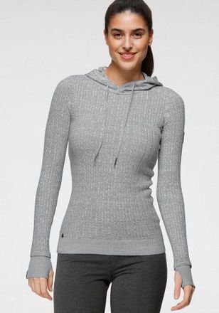 Kangaroos Kapuzenpullover im feinen Zopf-Strick-Design