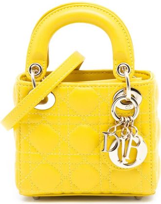 Dior 2022 Micro Lambskin Cannage Lady Dior satchel - Gelb