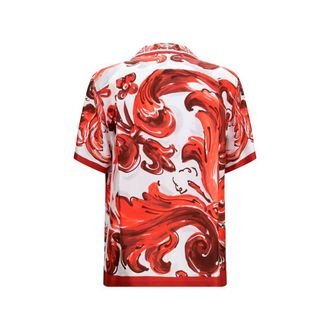 Dolce & Gabbana Majolica-Print Silk Shirt - Red