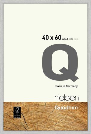 Nielsen Design Bilderrahmen, 40 x 60 cm, Holz, Silber, Posterrahmen zum Aufhängen im Hoch- & Querformat, Echtglas, Quadrum