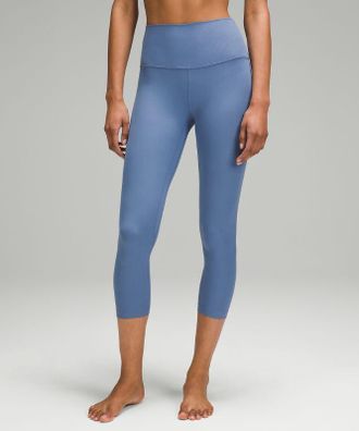 lululemon Align Gerippte Crop Leggings mit hohem Bund f&uuml;r Frauen - 58 cm - Gr&ouml;&szlig;e 10 in Oasis Blue