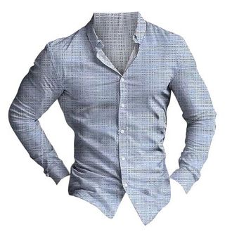 Generic Chemise &agrave; manches longues pour homme &agrave; carreaux vichy - Chemise formelle ou d&eacute;contract&eacute;e &agrave; manches longues - Chemise de travail - Coupe ajust&eacute;e - Avec