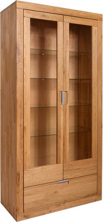 CARRYHOME Vitrine, Wildeiche, Glas, Wildeiche, massiv, 4 F&auml;cher, 1 Schublade(n) Schubladen, 95x192x42 cm, Typenauswahl, Beim&ouml;bel erh&auml;ltlich, in verschiedenen Ho