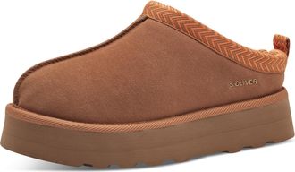 s.Oliver Damen Pantoletten aus Leder zum Reinschlüpfen, Braun (Cognac), 37 EU