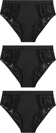 Next Femme Culotte Taille Haute en Dentelle et Modal, Lot de 3 Noir 44