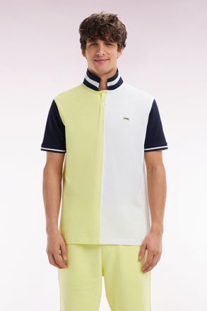 Eden Park Polo &Agrave; Manches Courtes En Coton Bicolore Jaune Et Blanc Coupe D&eacute;contract&eacute;e