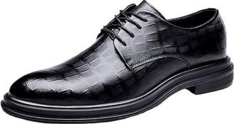 Generic Chaussures habillées Oxford for Hommes, à Lacets, Bout Pointu, en Cuir végétalien, à Carreaux, Derby, antidérapantes, Talon carré, Semelle en Caoutcho